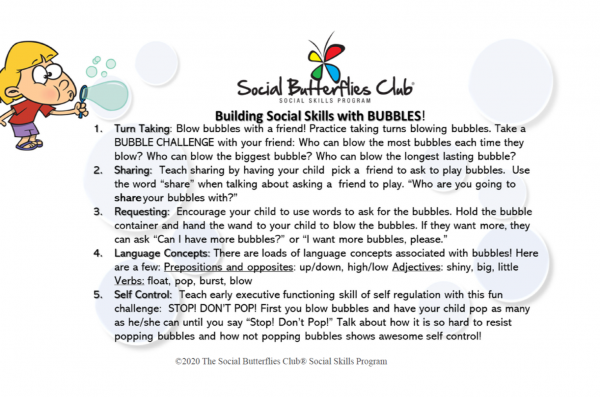 Building Social Skills using BUBBLES! - Social Butterflies